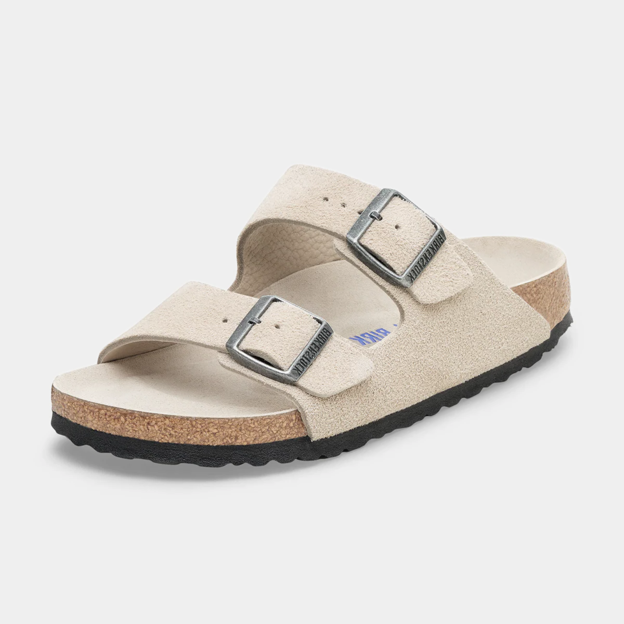 Arizona Sfb Suede Leather Oyster Tonal Footbed Sandals by Birkenstock ...